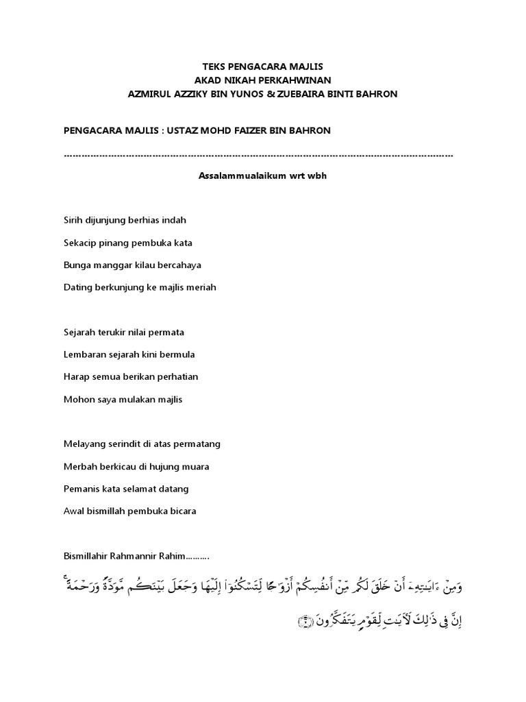Skrip MC Akad Nikah | PDF