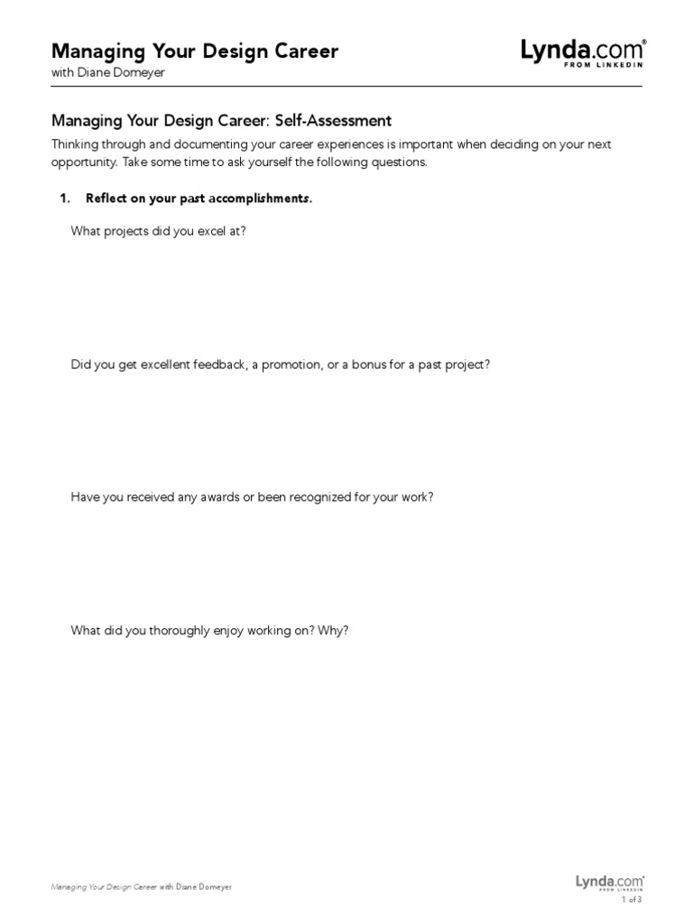Handout Self-Assessment | PDF | Career & Growth