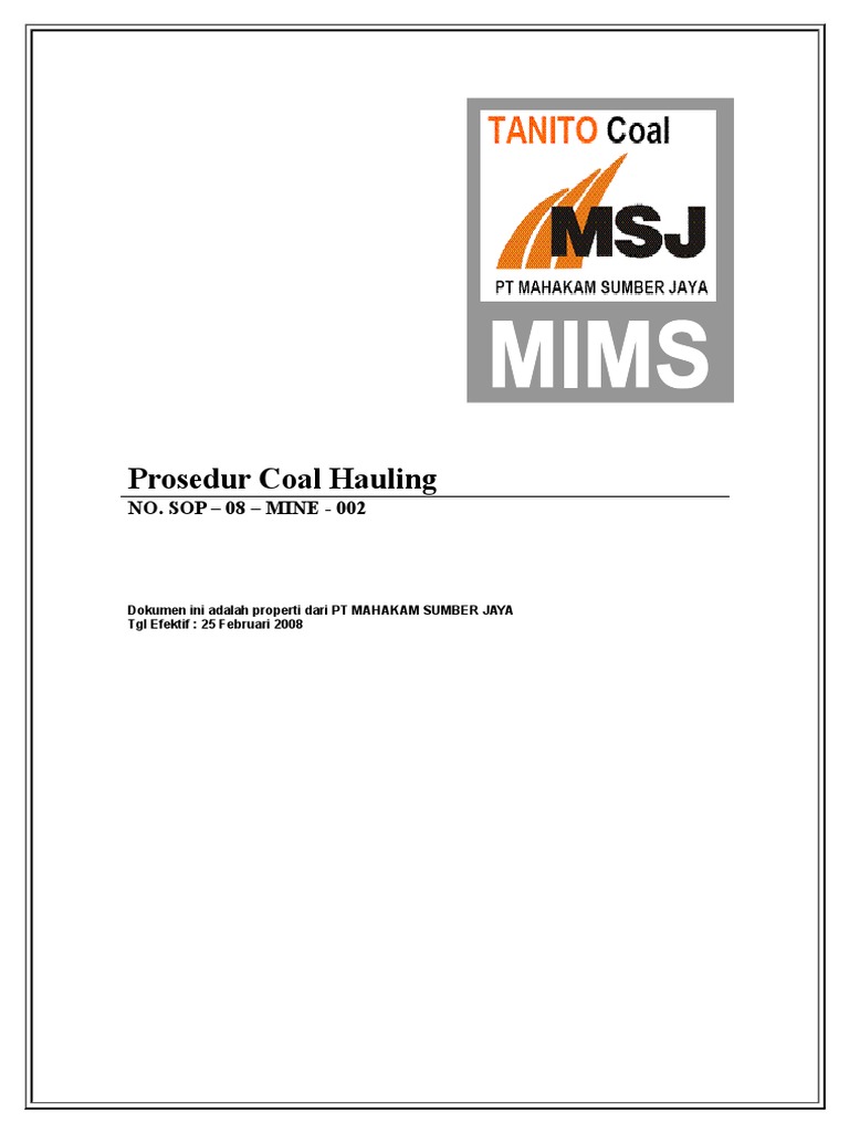 SOP-08-MINE-002 - Haul Road Prosedur | PDF