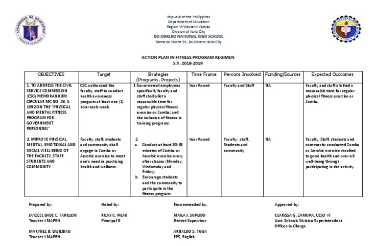 Action Plan Zumba | PDF | Physical Fitness | Determinants Of Health