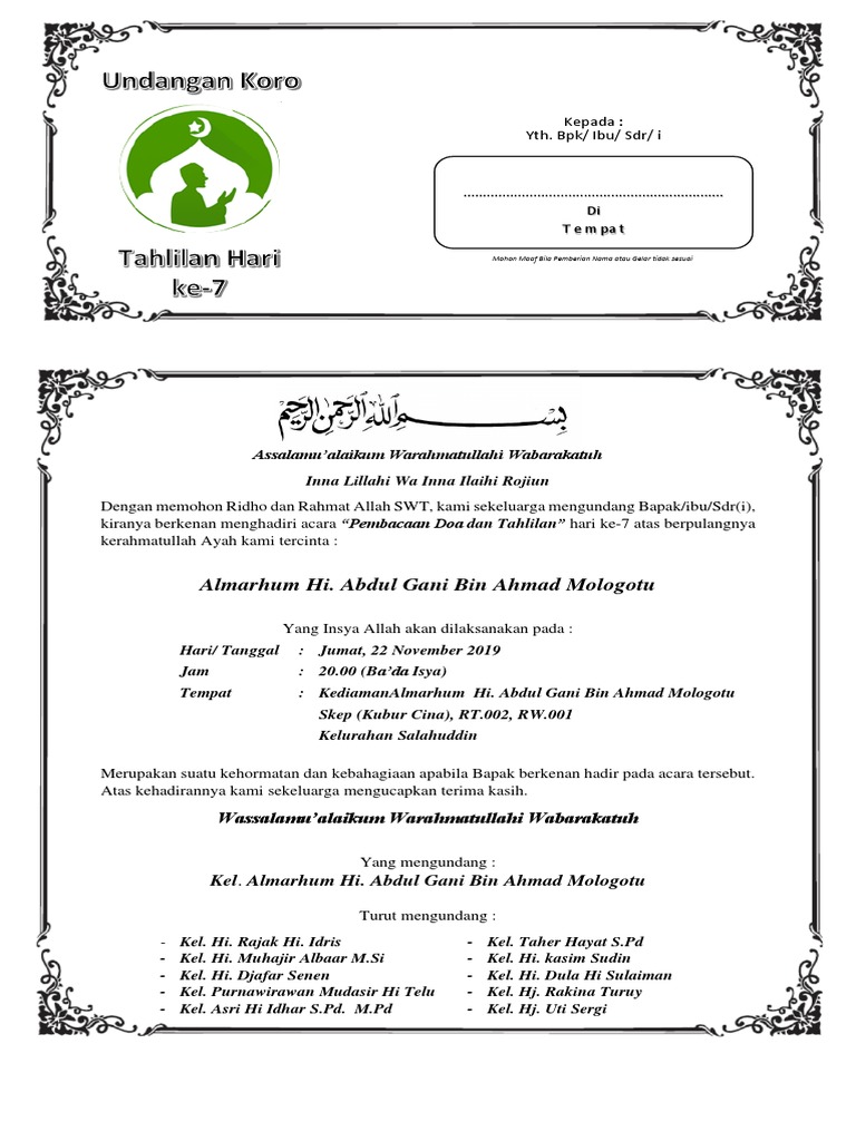 Undangan Koro Hari-7 PDF | PDF
