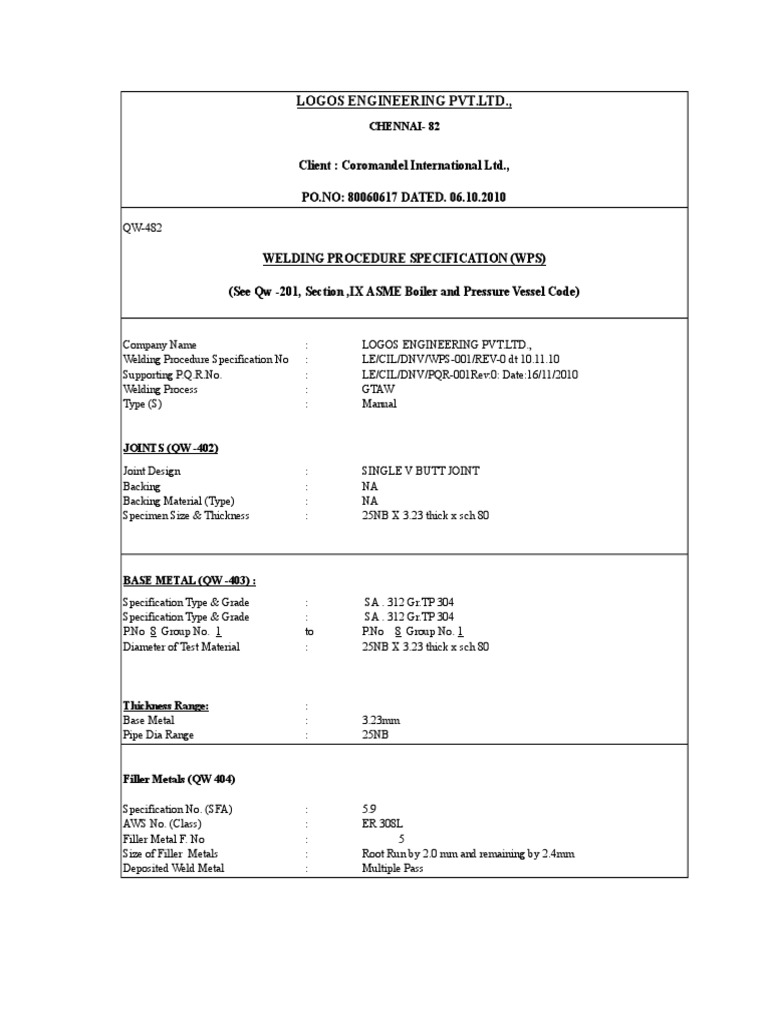 WPS&PQR For Pipe | PDF | Welding | Construction