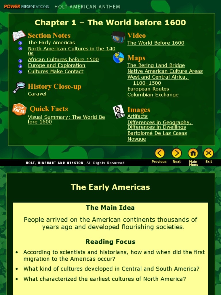 Chapter 1 - The World Before 1600: Section Notes Video Maps | PDF ...