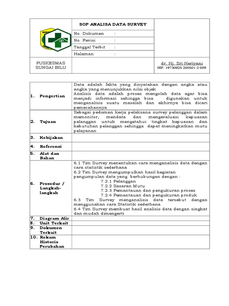 SOP Analisa Data Survey Puskesmas | PDF