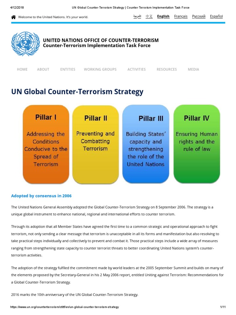 UN Global Counter-Terrorism Strategy | PDF | Counter Terrorism | United ...