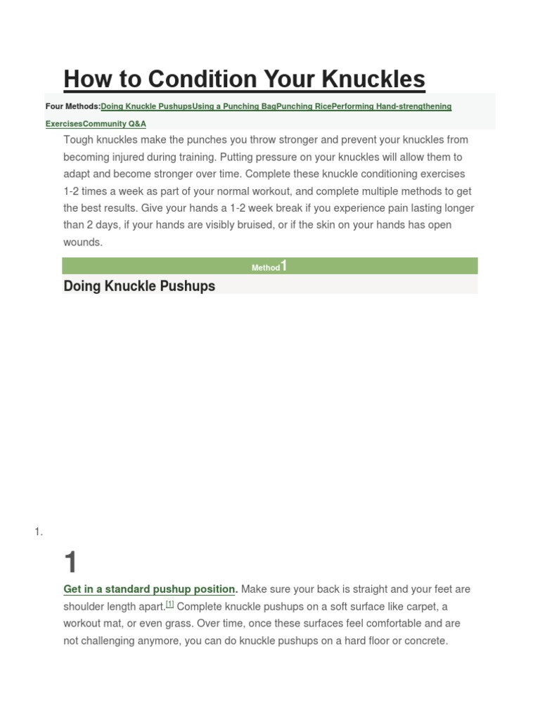 How To Condition Your Knuckles | PDF
