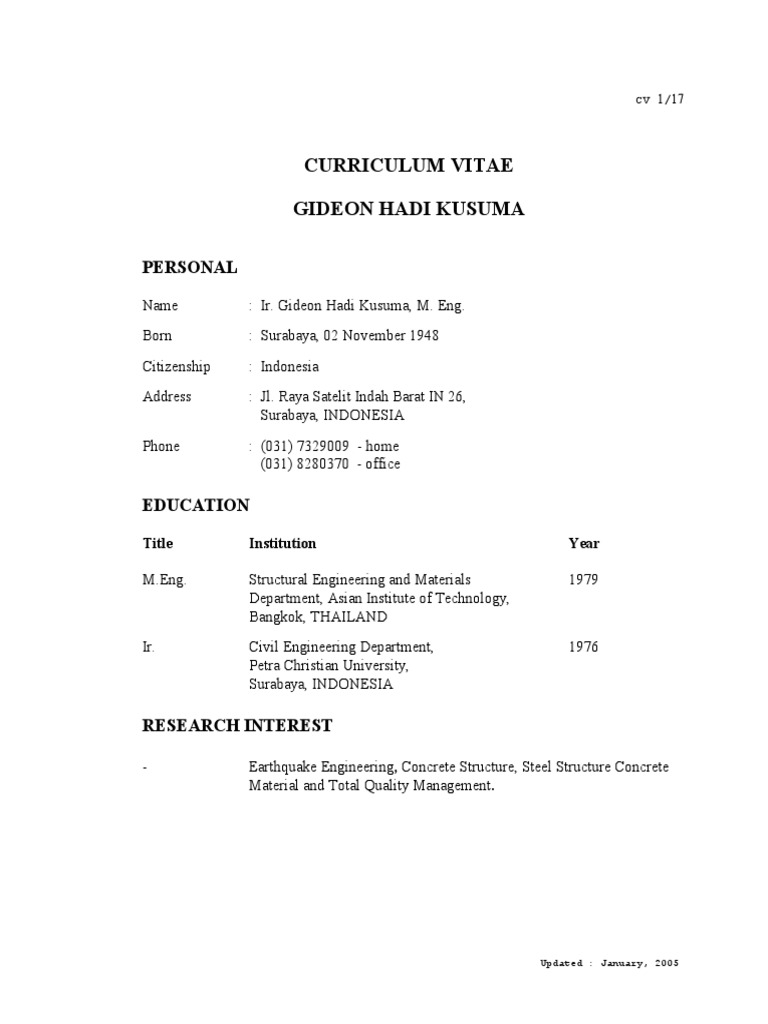 CV Gideon Hadi Kusuma | PDF