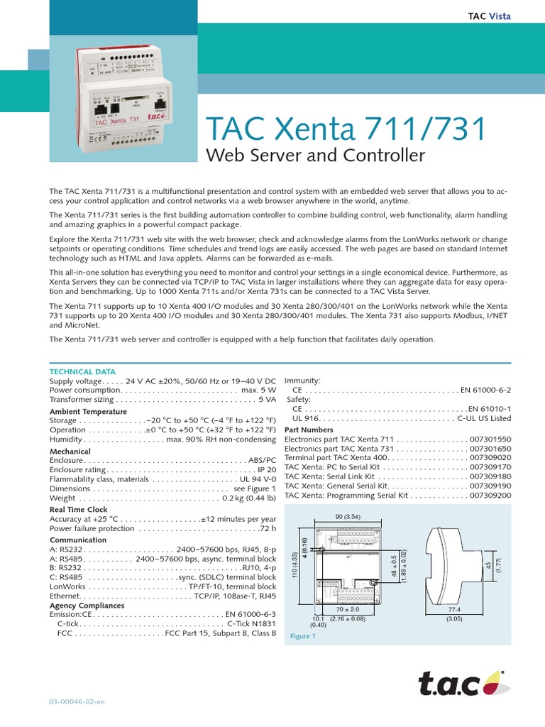 03-00046-02 TAC-Xenta-711-731 - Data-Sheet - TAC-Xenta-700-5.1.1-EN PDF ...