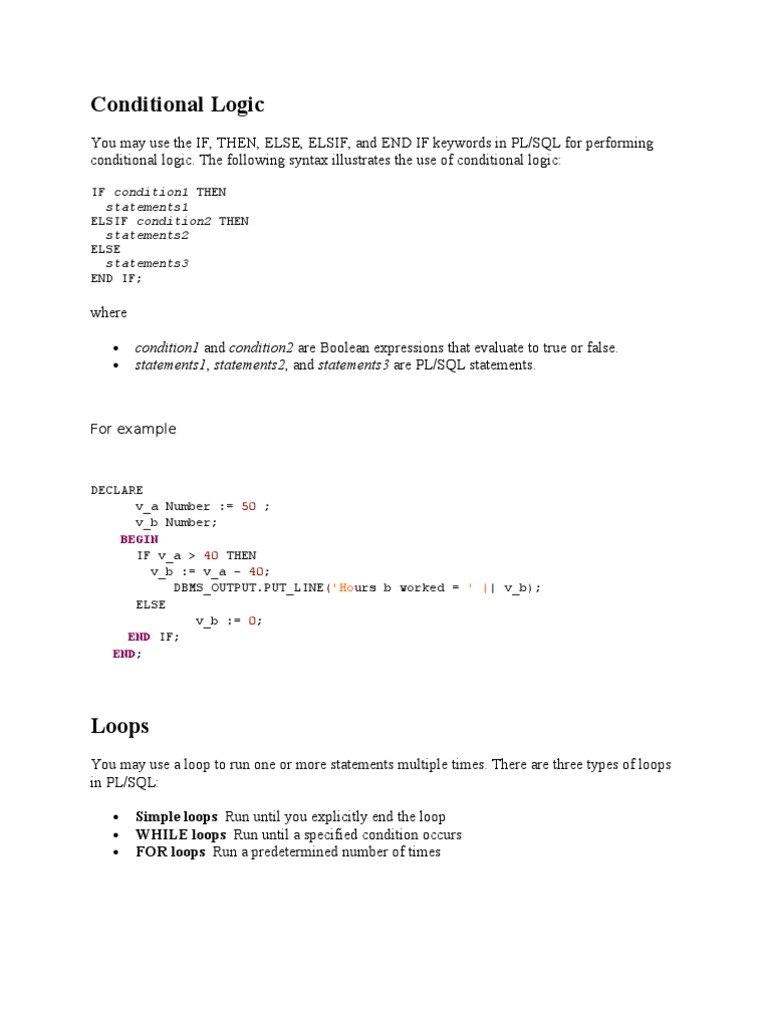 PLSQL 1 | PDF | Control Flow | Data Management Software