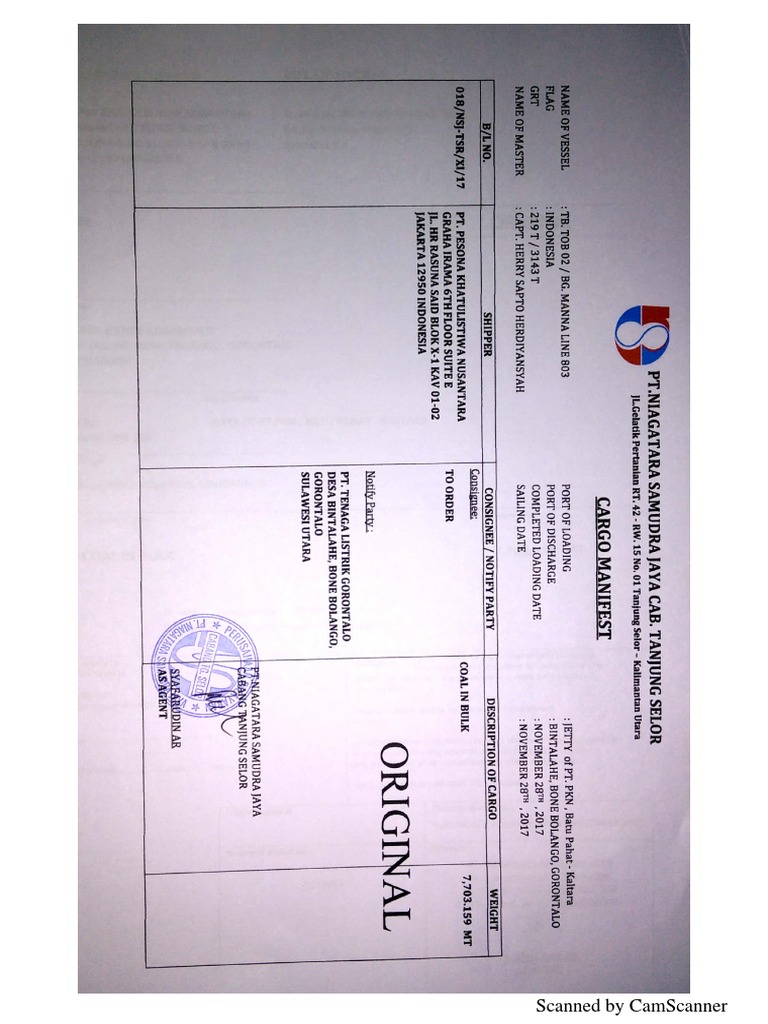 TLG Engineering Cargo Bill of Lading | PDF