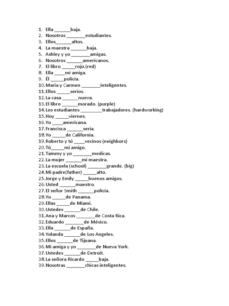8-Ejercicios Basados Por El Verbo SER-22-Jul-2019Material - I - 22-Jul ...