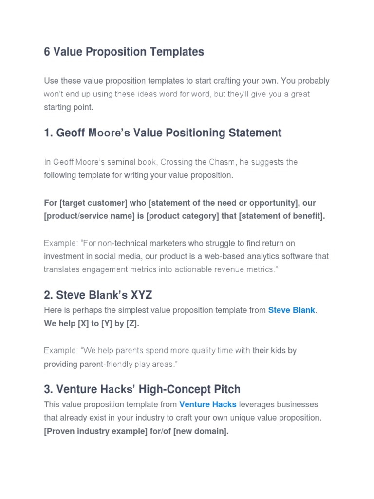 6 Proven Value Proposition Templates | PDF | Business