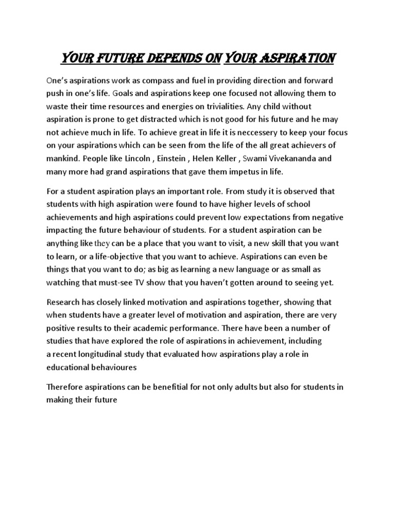 Importance of Aspirations for Students | PDF