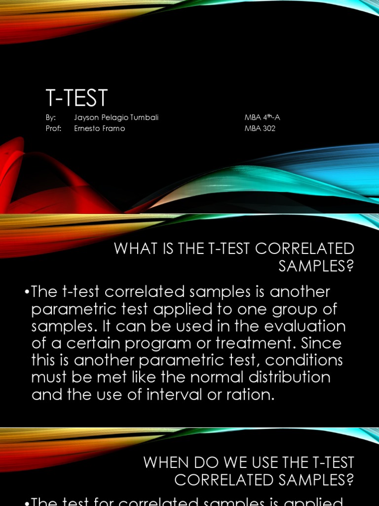 Understanding T-Test for Correlated Samples | PDF