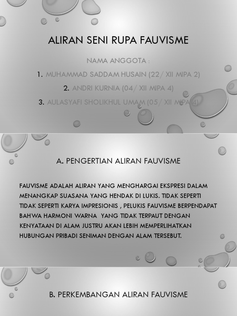 ALIRAN SENI RUPA FAUVISME Presentasi | PDF