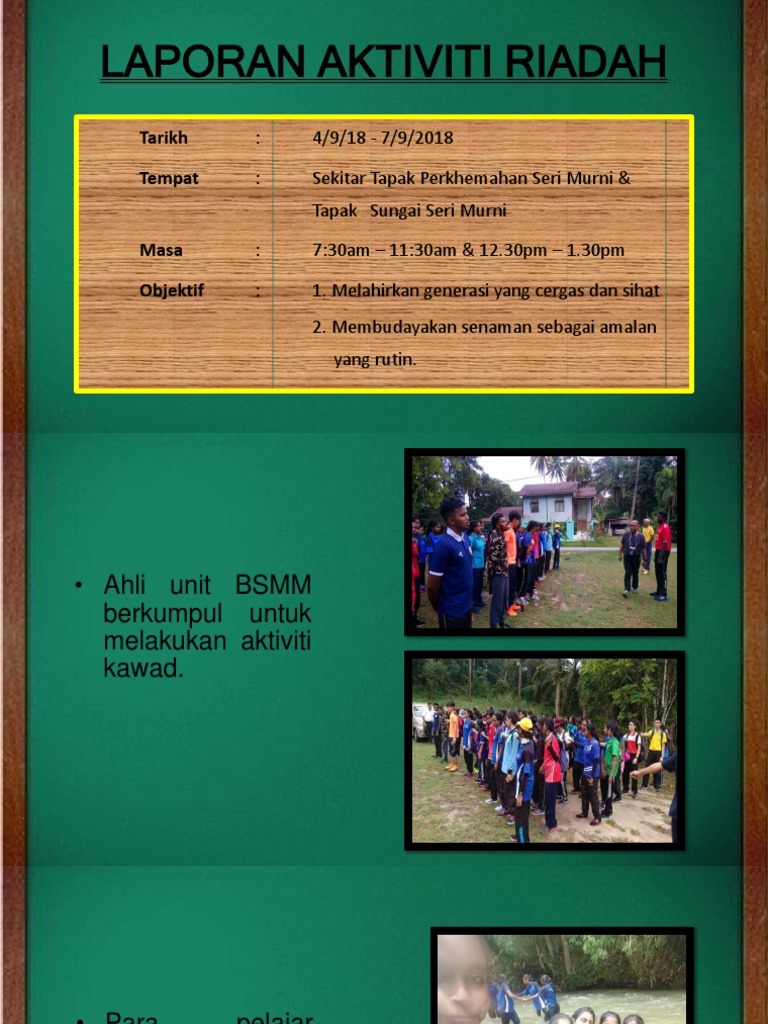 LAPORAN AKTIVITI RIADAH Slides | PDF