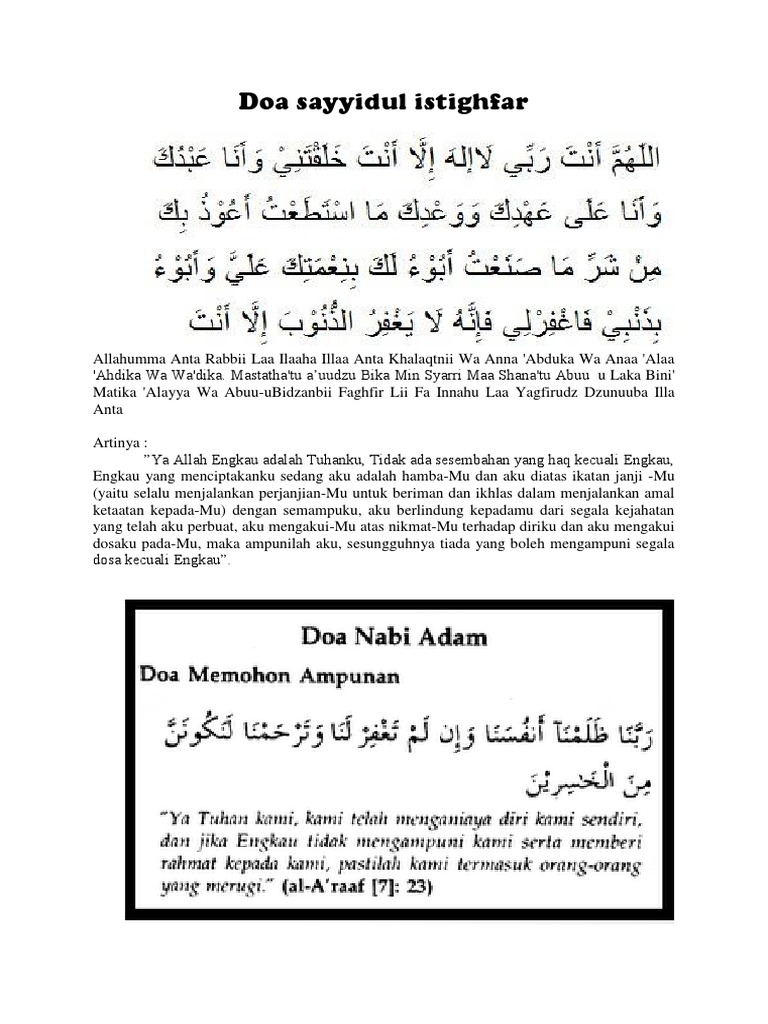 Doa Sayyidul Istighfar dan Artinya | PDF