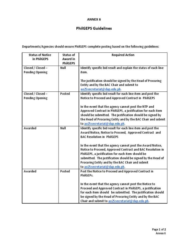Annex 6 PhilGEPS Guideline | PDF