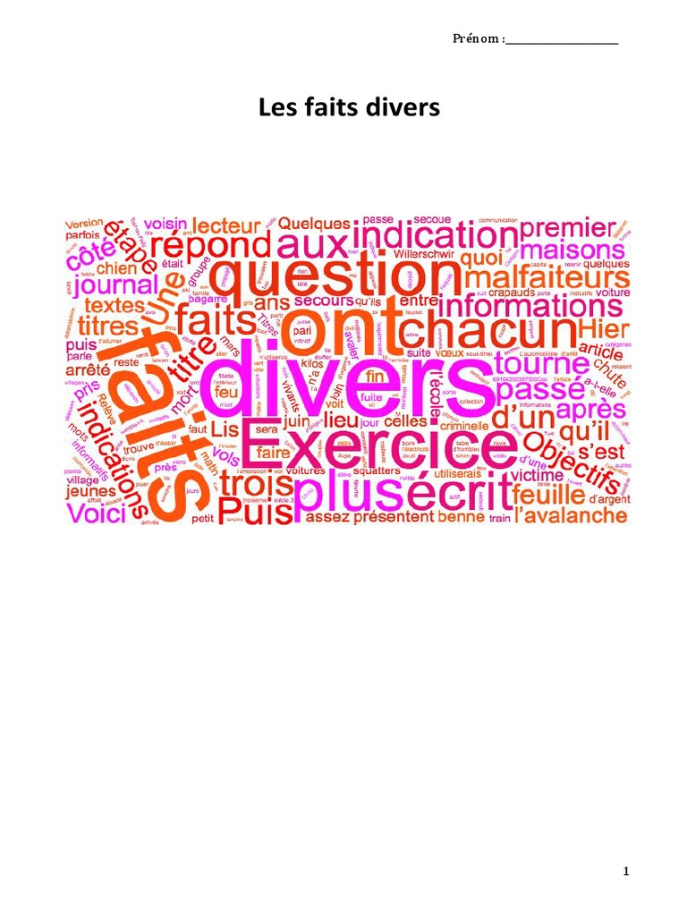 Exemples de faits divers à analyser | PDF