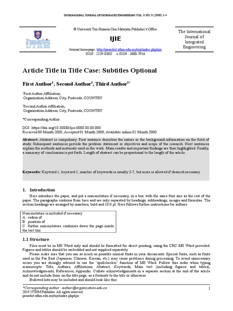 IJIE Template 2019 2020 | PDF