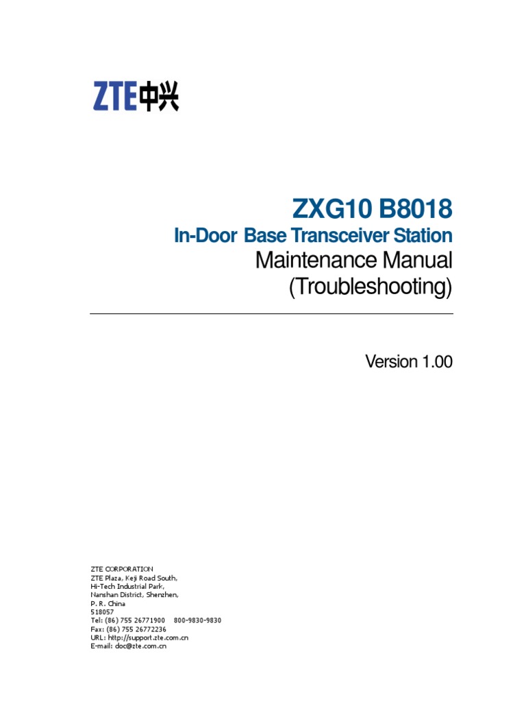 Sjzl20062591-ZXG10 B8018 (V1 (1) .00) Maintenance Manual ...