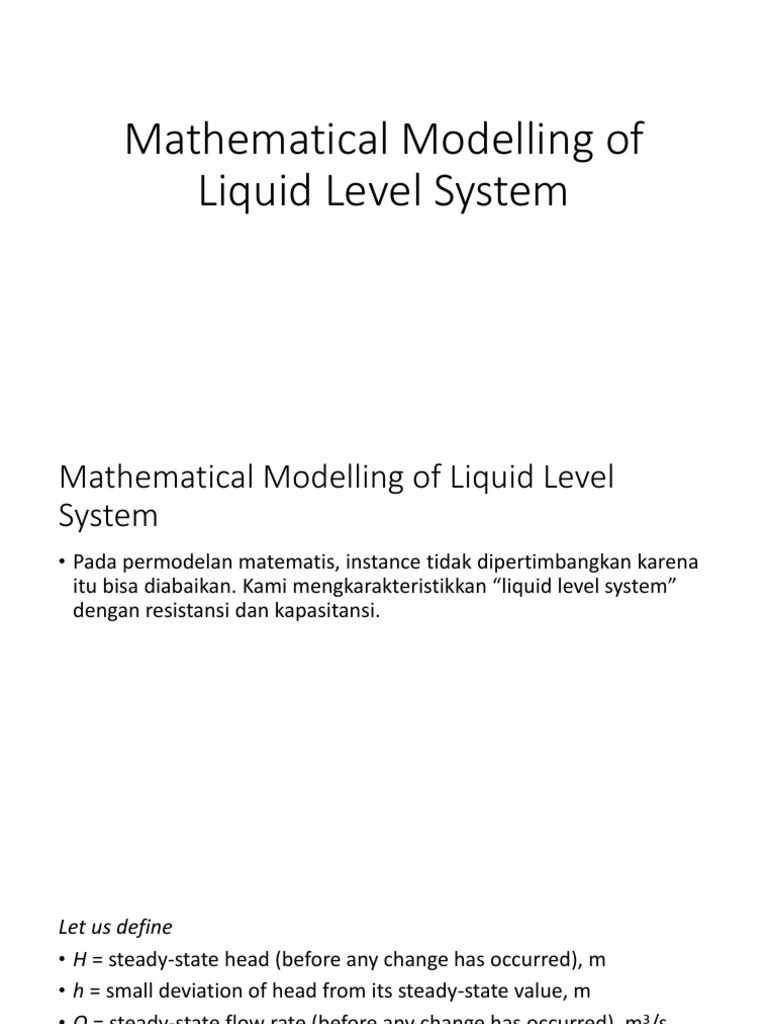 Mathematical Modelling of Liquid Level System | PDF