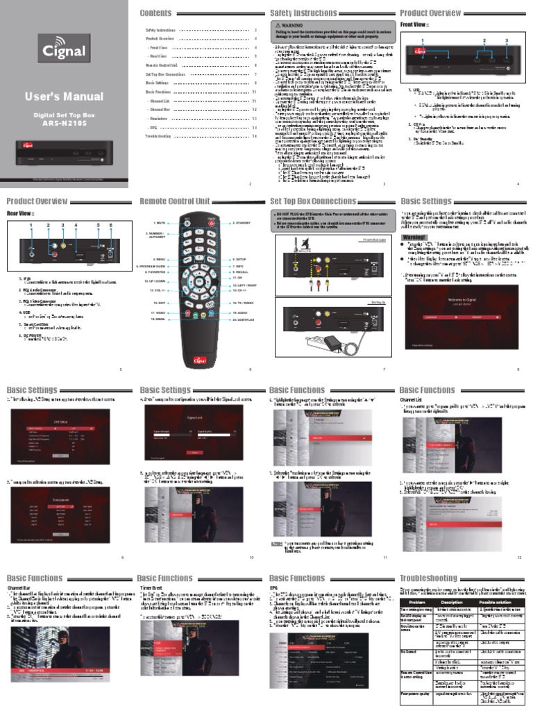 Cignal User Manual - Arion ARS-N210S MPEG4 SD PDF | PDF