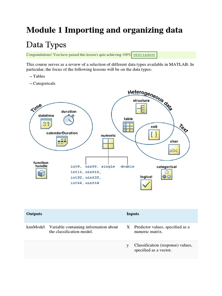 Machine Learning in Matlab - Module 1 | PDF