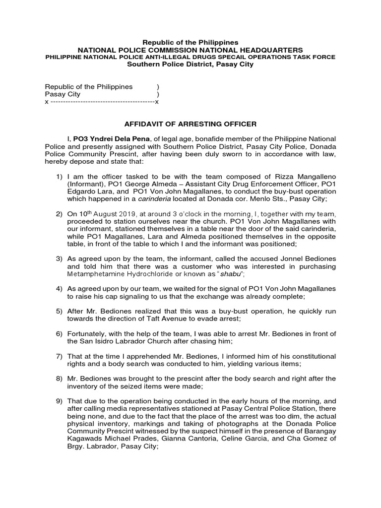 Affidavit-Arresting Officer | PDF