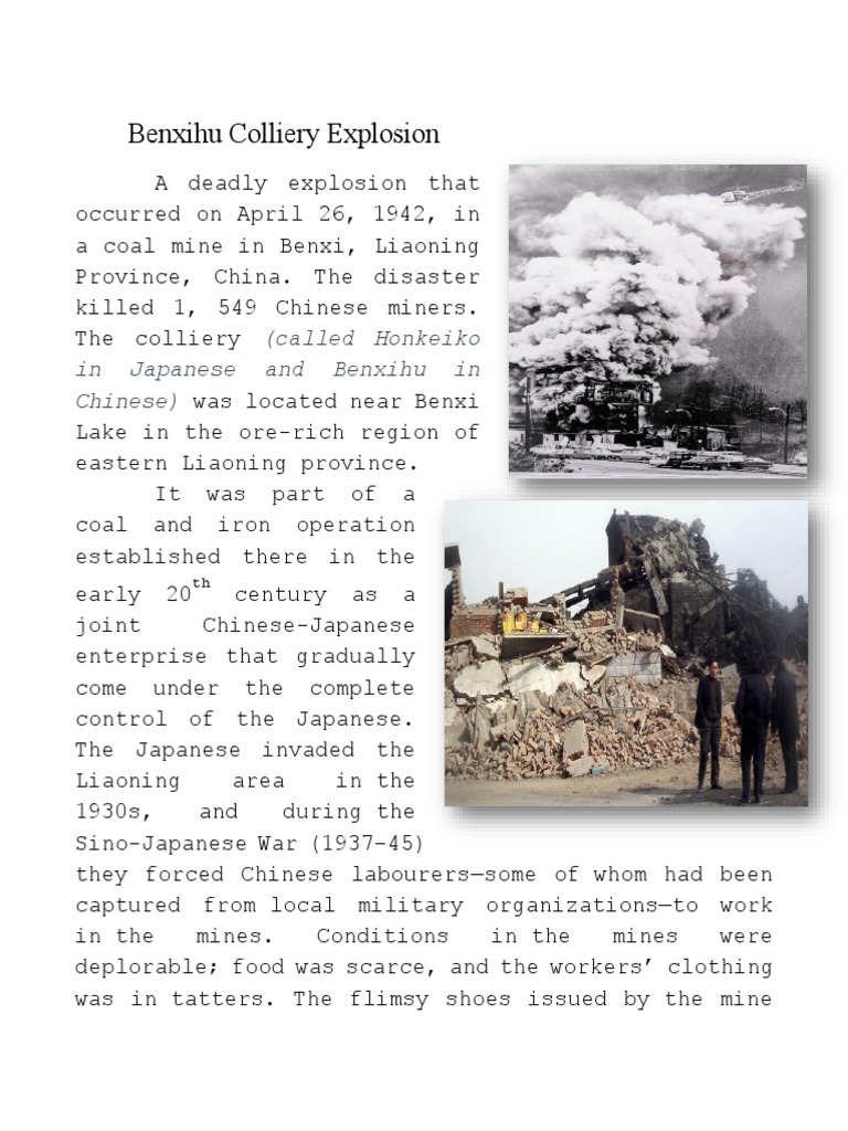 Benxihu Colliery Mining Explosio1 | PDF | Social Science | Technology ...