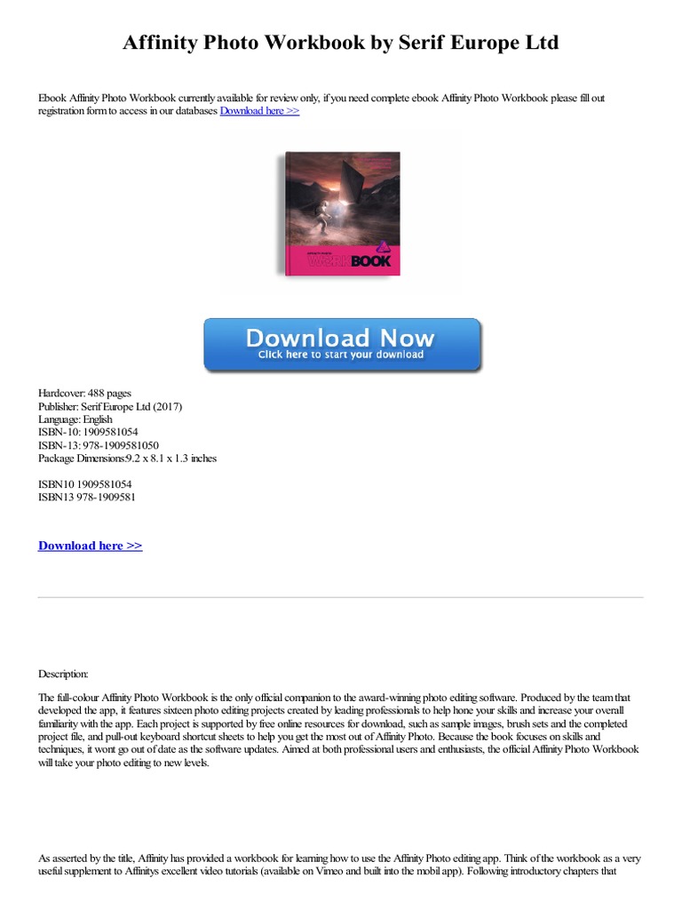 Affinity Photo Workbook Overview | PDF