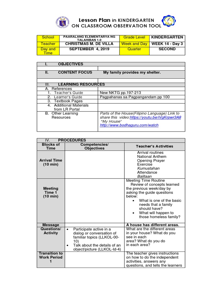 Kindergarten DLP Quarter | PDF