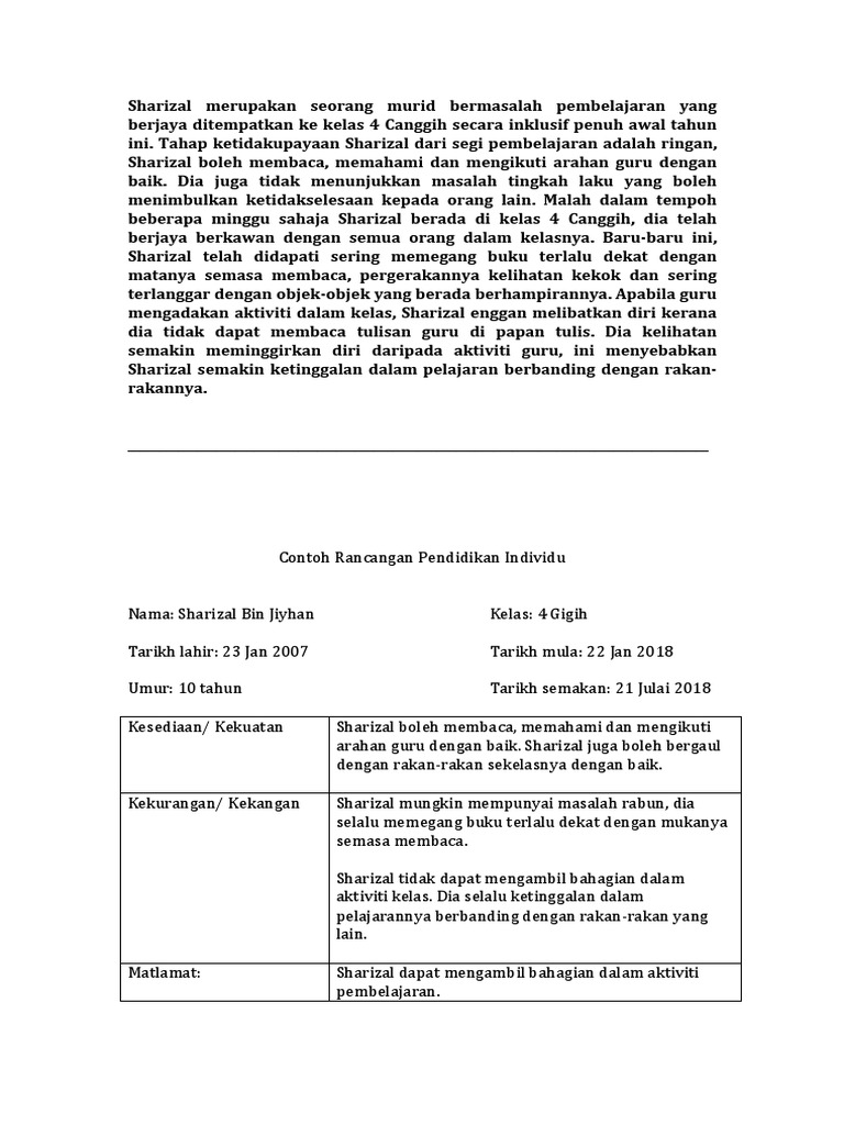 Contoh RPI Tugasan | PDF