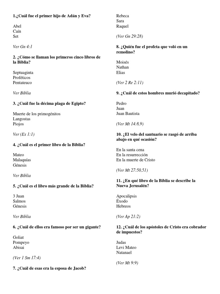 Preguntas y Respuestas Biblicas Faciles | PDF
