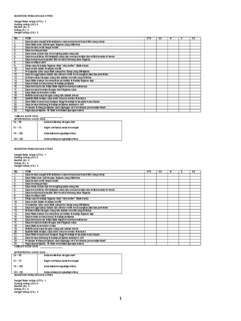 STRESS MANAGEMENT INVENTORY | PDF