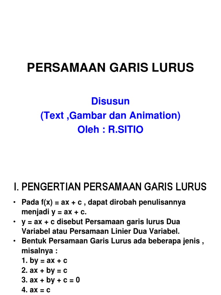 Persamaan Garis Lurus | PDF