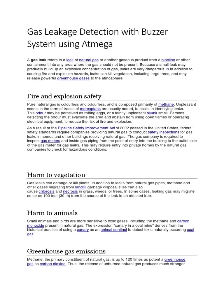 (FINAL) Gas Leakage Detection With Buzzer System Using Atmega | PDF