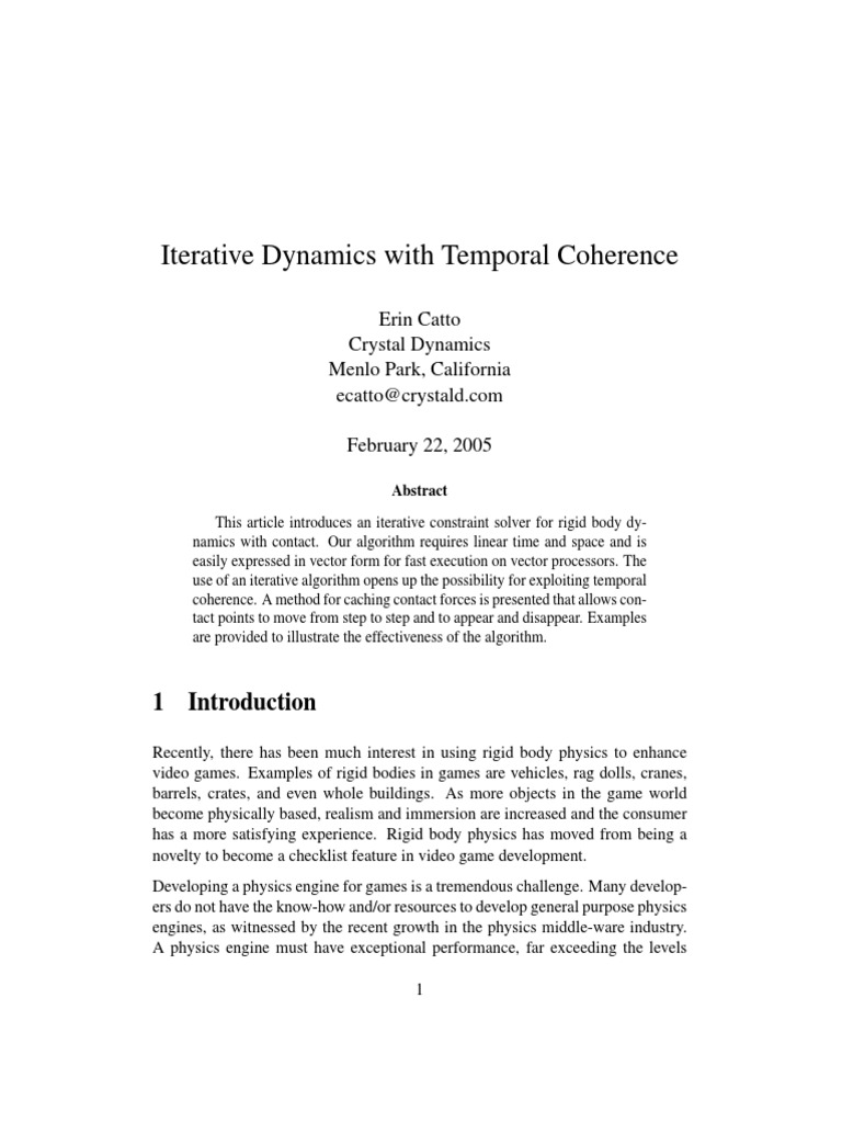 Erin Catto - Iterative Dynamics With Temporal Coherence | PDF
