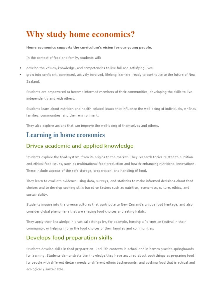Why Study Home Economics | PDF