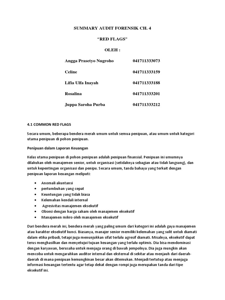 Summary Chapter 4 Red Flags | PDF