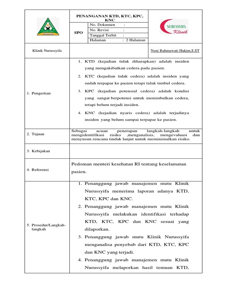Sop KTD, KTC Dan KNC | PDF