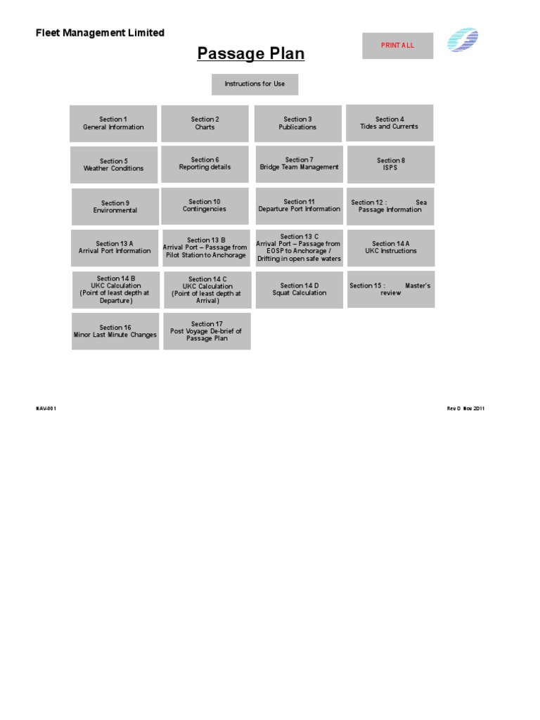 NAV 1 - Passage Plan XLS | PDF
