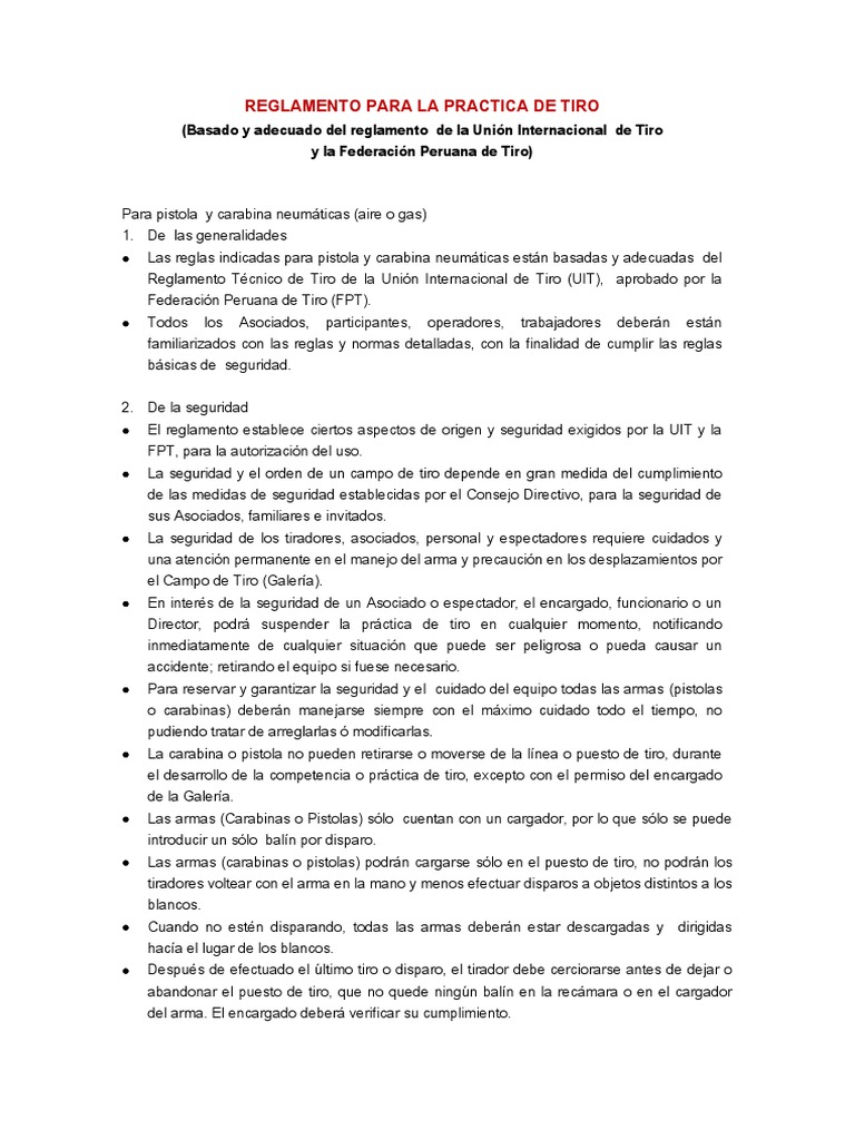 Reglamento Practica Tiro | PDF
