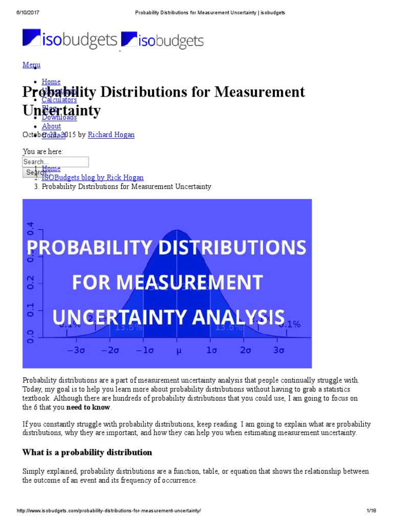 Probability Distributions For Measurement Uncertainty - Isobudgets | PDF