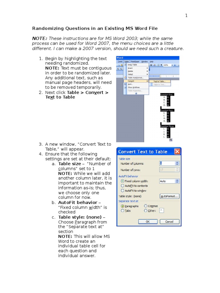 How To Randomize Word Documents | PDF | Microsoft Word | Areas Of ...