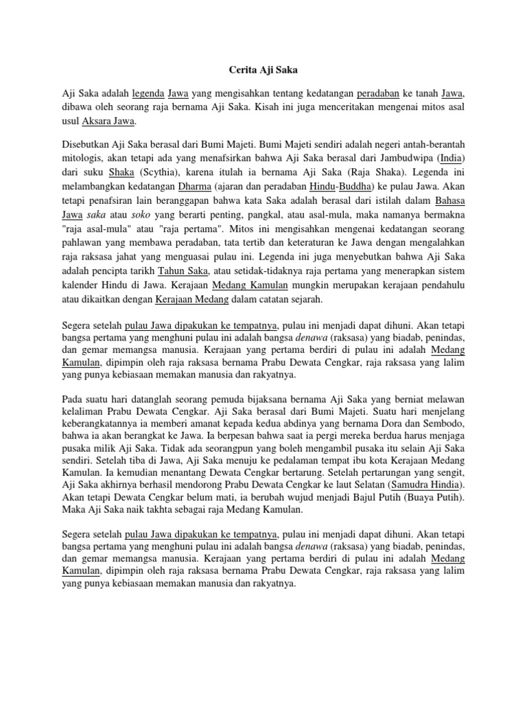 Cerita Aji Saka Bahasa Indonesia | PDF