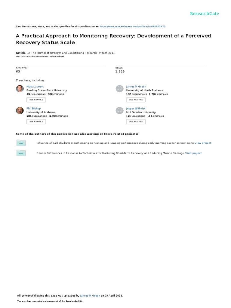 Escala de Status de Recuperacao | PDF | Wellness | Science & Mathematics