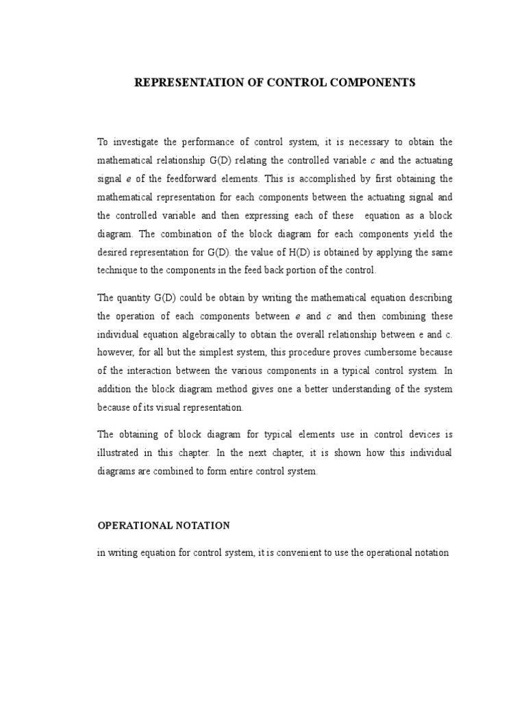 Chapter-2-REPRESENTATION OF CONTROL COMPONENTS | PDF