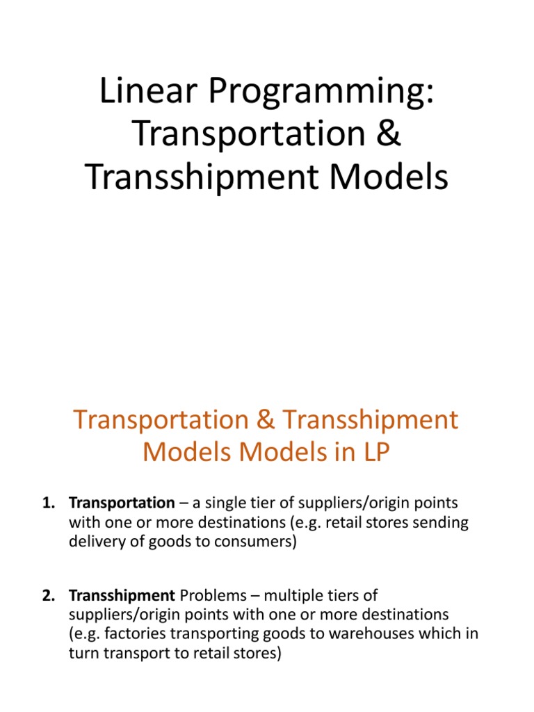 05 Transportation & Transshipment Models (Complete) | PDF