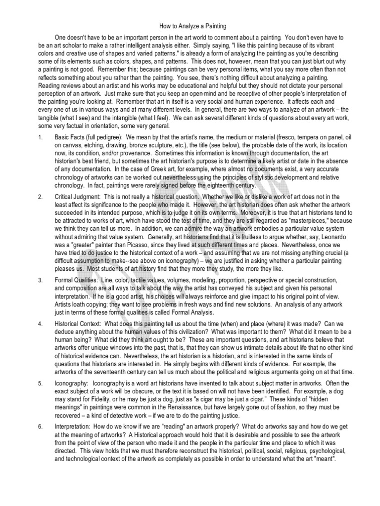 Analyzing A Painting | PDF | Art History | Paintings